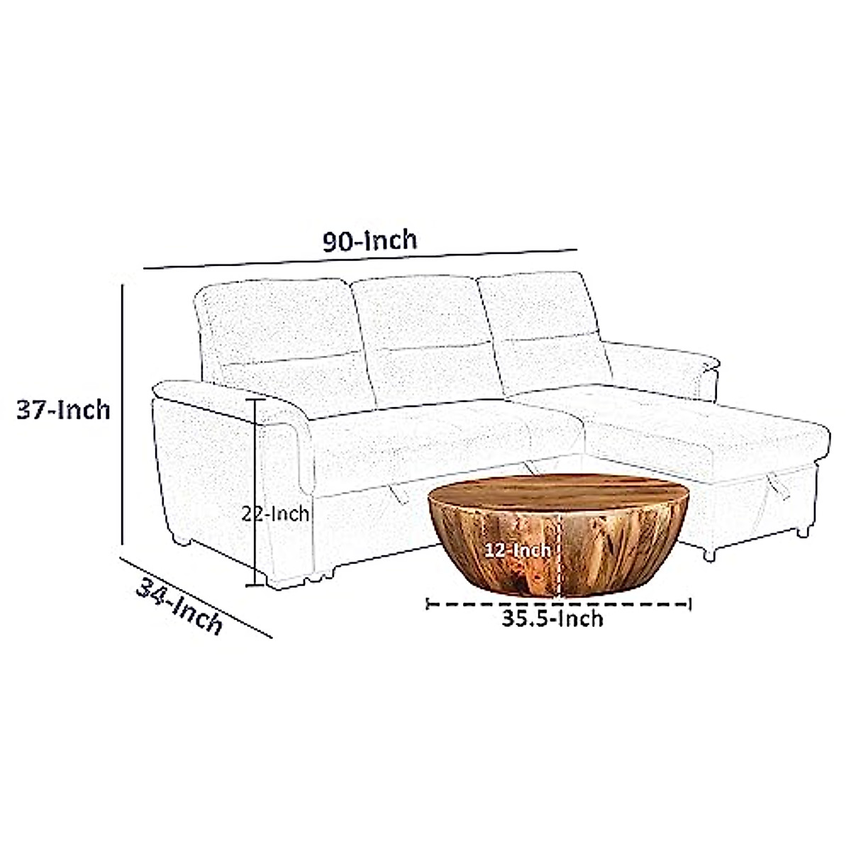 The Urban Port Mango Wood Coffee Table in Round Shape, Dark Brown