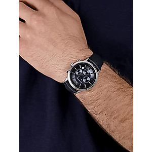 Emporio Armani Classic Chronograph Blue Dial Leather Strap Mens Watch AR2473