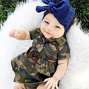 IWOKA Baby Girls Camo-Camouflage Long Sleeve Belt Skirts+ArmyGreen Shorts Set (Camouflage, 0-6Months)