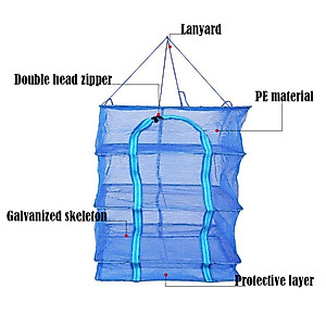 Wedhapy 4 Layers Drying Foldable Mesh Vegetable Fish Dishes Mesh Vegetables Dry Net Basket Drying Rack Net Frame Air Drying Net Food Drying Net Hanging Herb Drying Rack,35 * 35 * 65cm