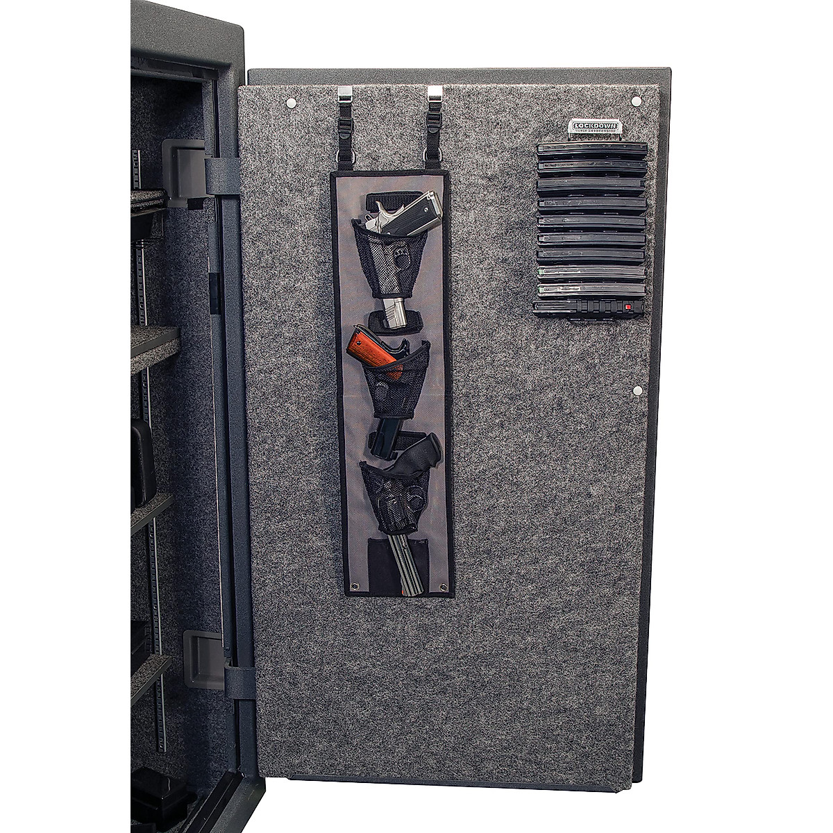 Lockdown Handgun and Tactical Rifle Upper Hanger with Mesh Pockets for Gun Vault Organization, Storage and Security