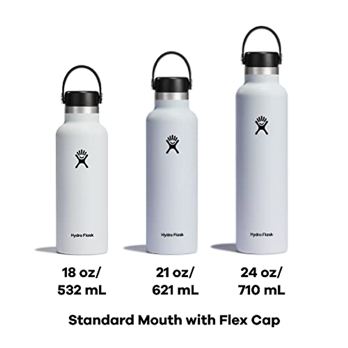Hydro Flask Aluminum Standard Mouth Bottle with Flex Cap, Black