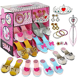 fash n kolor Princess Dress Up Pretend Play Shoes set, Jewelry Boutique, Fashion Princess Toys Accessories for Little Girls Dress Up Costumes for play gift set, For ages 3,4,5,6 Years Old and up