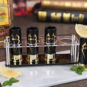 LiveBe 12 Gauge Shot Glasses with Plastic Stand-Groomsmen Tuxedo(4pcs)
