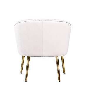 Morden Fort Velvet Barrel Club Chair Accent Armchair with Golden Legs for Living Room Bedroom Home Office Conner, White