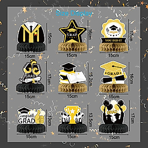 SUNKIM 9Pcs Graduation Centerpieces 2024 Graduation Party Decorations Congrats Grad Table Toppers Graduation Decorations Class of 2024 Graduation Table Decorations for Party Celebration,Black-Gold