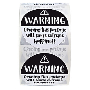 Black and White Adorable Warning Extreme Happiness Labels / 500 Cute Small Business Package Stickers / 1.5" Labels Adorable Happy Mail Envelope Seals/Made in The USA