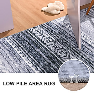 RUGICI Area Rugs 4x6,Washable Area Rug for Living Room,Ombre Low Pile Rug,Non-Slip Non-Shedding Bedroom Rug,Indoor Modern Carpet for Bedroom Kitchen Dining Room Home Decor, Grey