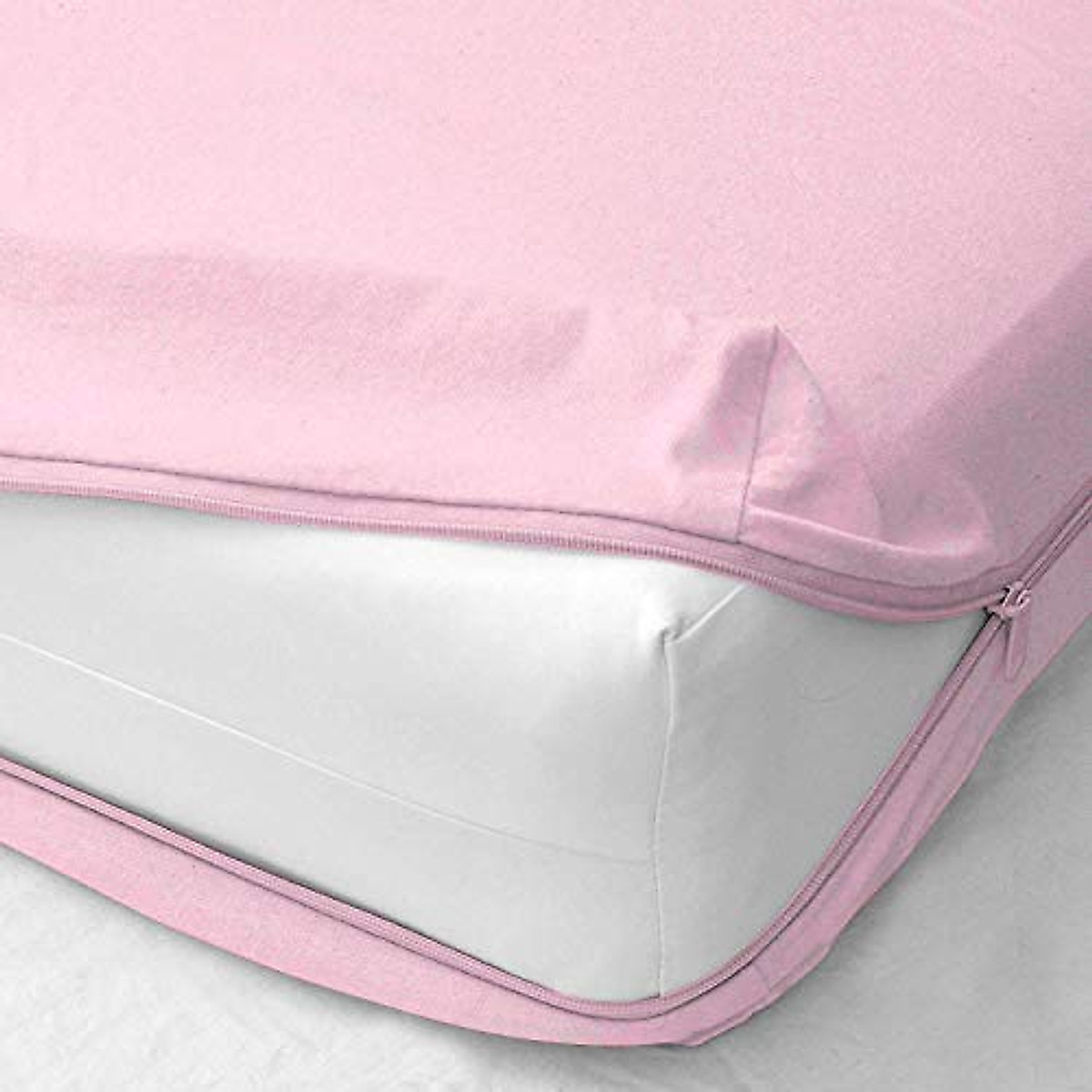Zipper Fitted Sheet Queen Size 8 Inch Deep Pocket Sold Separately 800 Thread Count 100% Egyptian Cotton Sateen Weave Fitted Sheet Only Color Baby Pink