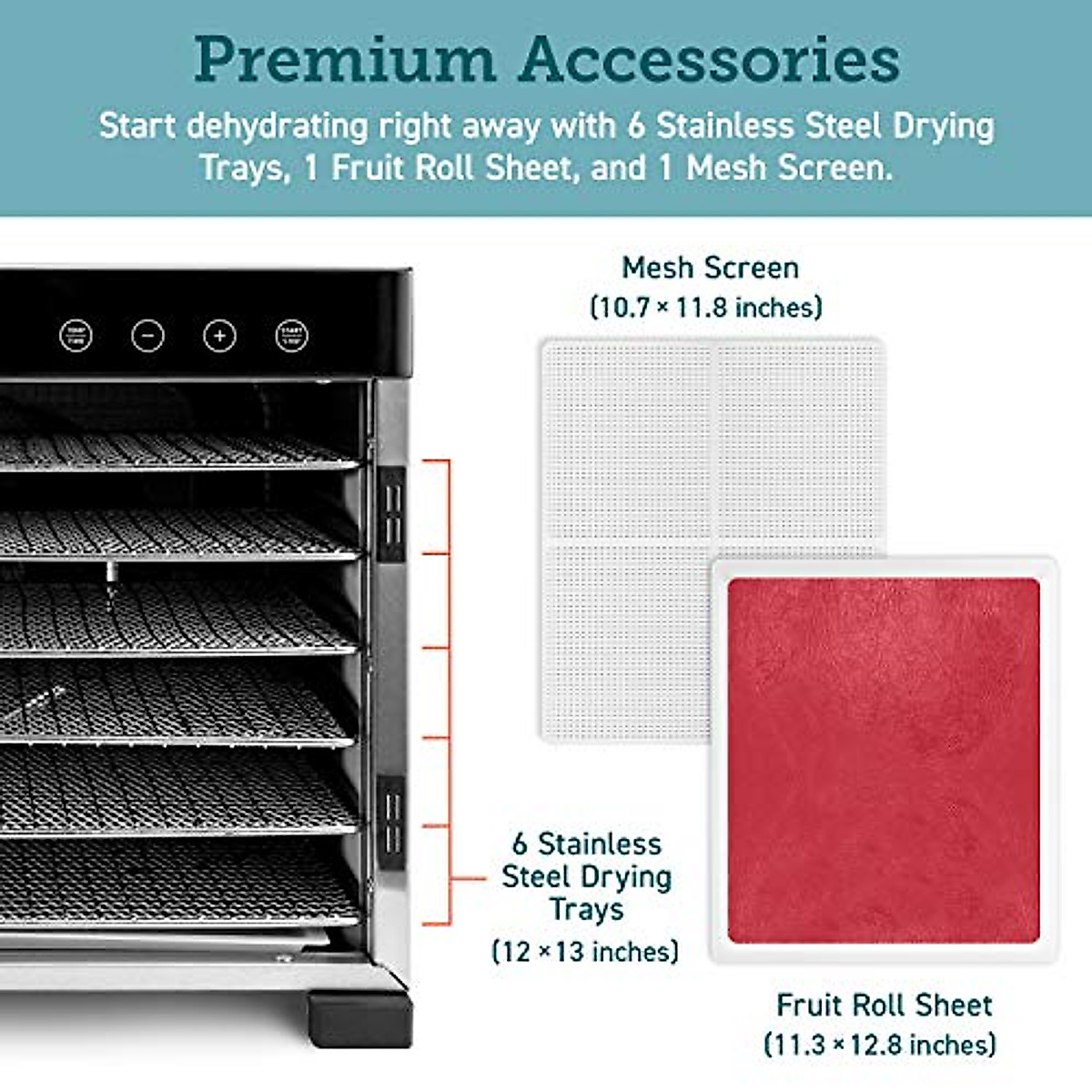 COSORI Premium Stainless Steel Food Dehydrator Machine Trays, Stainless Steel Trays for Dehydrator CP267-FD for Jerky,Meat,Beef,Fruit,Vegetable, 2pack