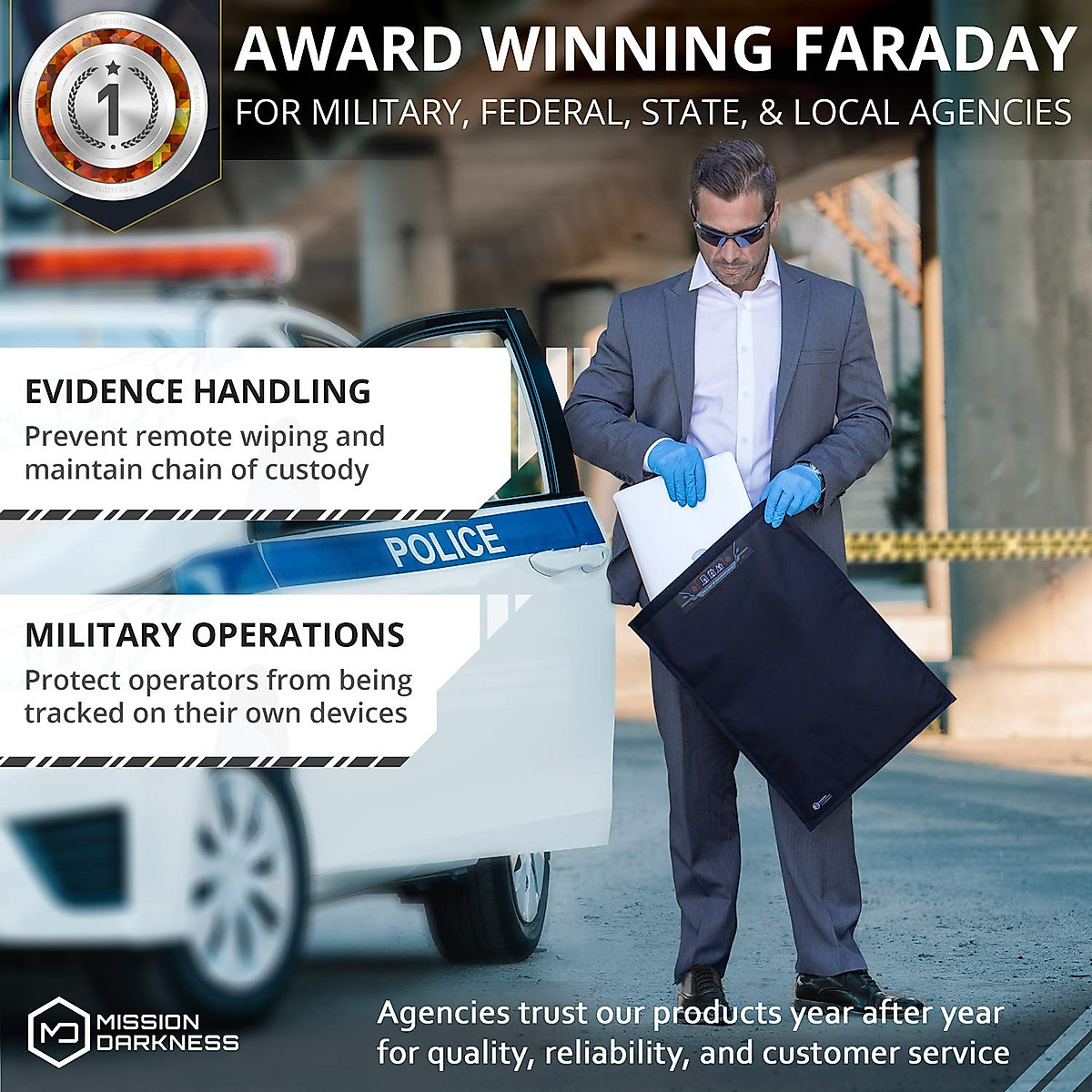 Mission Darkness Faraday Bag Bundle [Standard Collection] - Phone, Tablet, and Laptop Size Bags Included + Bonus Key fob Bag. RF Shielding, EMF Reduction, EMP Protection, Anti-Tracking & Hacking