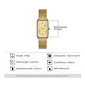 SHENGKE Minimalist Watch (Love Me Tender Love Me Home) Casual Fashion Wrist Watch Mesh Square Gold