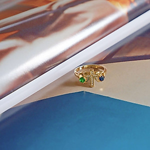 EBAT Mothers Day Ring With 2 Birthstones Mother Daughter Christian Jewelry Cross Rings for Women Birthstone Ring Heart Promise Personalized Engraved Custom Name Sterling Silver Best Friends (1)