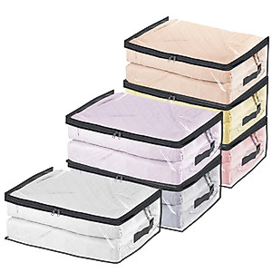 Fixwal 6pcs Clear Storage Bags with Zipper, Comforters Blankets Storage Bags Clothes Organizer Bed Sheet Storage for Toys, Sweaters, Bedding Sets, Closet (35l, 9.5 Gallons)