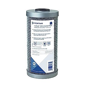 Pentair Pentek FloPlus-10BB Big Blue Carbon Water Filter, 10-Inch, Whole House Modified Molded Carbon Block Replacement Cartridge, 10" x 4.5", 0.5 Micron