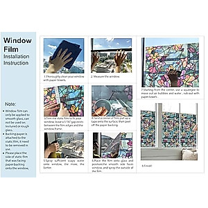 funlife Double-Sided Privacy Floral Stained Glass Window Film, Removable Frosted Texture Flower Static Window Cling Glass Covering Window Decor Suitable for Entryway, Blue Magnolia 11.8"X118"