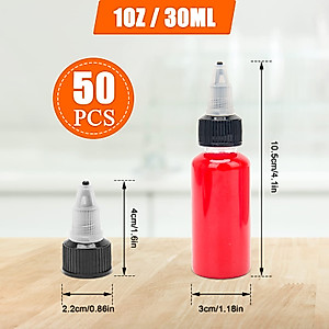 Adecco LLC 50PCS Plastic Dropper Bottle, 1oz Dispensing Bottles Applicator, 30ML Empty Squeeze Dropper Bottles with Twist Top Cap