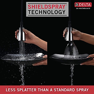 Delta Faucet Mateo Touch Kitchen Faucet, Black Kitchen Faucets with Pull Down Sprayer, Kitchen Sink Faucet, Touch Faucet for Kitchen Sink, Delta Touch2O Technology, Black Stainless 9183T-KS-DST