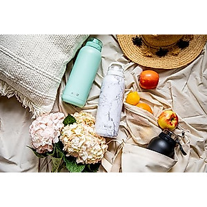 Ello Cooper Vacuum Insulated Stainless Steel Water Bottle with Soft Straw and Carry Loop, Double Walled, Leak Proof, Yucca, 32oz