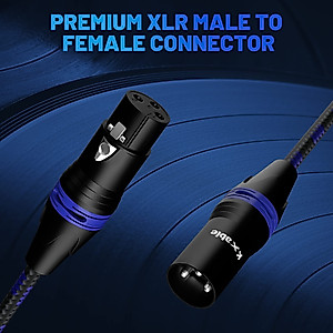 XLR Microphone Cable 15 Feet (2 Pack, Multi Colored), 3 Pin Shielded Balanced Male to Female Mic Patch Cord, Nylon Braided, Zinc Alloy Shells, OFC, for Amplifier, Speaker, Mixer with 5 Cable Ties