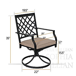 PHI VILLA Swivel Patio Chairs Set of 4 Outdoor Dining Rocker Chair Support 300 lbs for Garden Backyard Bistro Furniture Set with Cushion