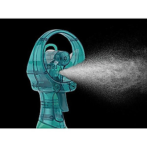 O2COOL Deluxe Misting Fan, Handheld Misting Fan, Battery Operated Fan, Water Spray Fan, Mini Portable Desk Fan, Personal Cooling Fan for Outdoor, Fine Mist Sprayer, Teal