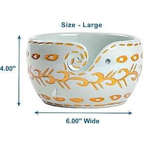 INTAJ Yarn Holder for Knitting and Crocheting, Wooden Yarn Bowl Handmade, Crochet Yarn Storage Organizer, Yarn Bowls for Crocheting and Knitting Bowl Accessories and Gifts