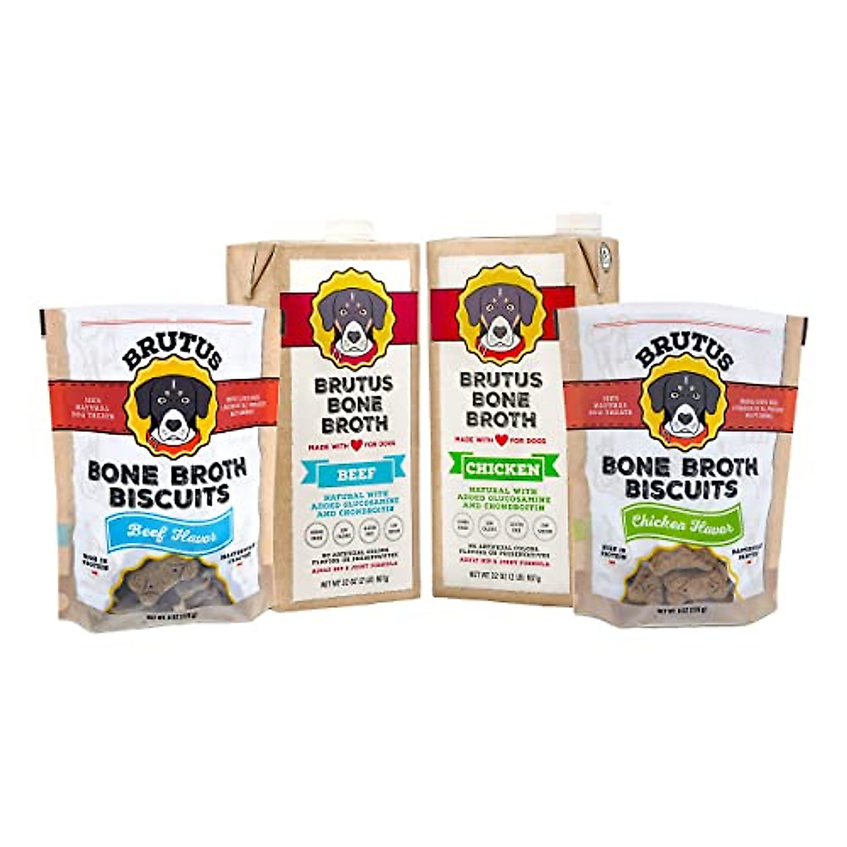 Brutus Bone Broth for Dogs 64 oz | All Natural | Made in USA | Glucosamine & Chondroitin for Healthy Joints | Human Grade Ingredients | Hydrating Dog Food Topper & Gravy (Beef, 2-Pack)