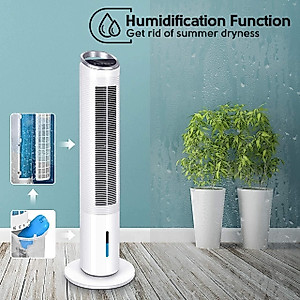 Air Choice Evaporative Cooler, 40" Portable Tower Fan with 70° Oscillating for Big Space, 3 Speeds & Modes, 8H Timer, 2 Ice Packs, Removable Water Tank, Portable Swamp Cooler with LCD Panel & Remote