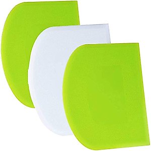 Dough Scraper Bench Scraper for Baking - SURDOCA 3 PCs BPA Free PE Plastic Flexible Bowl Scraper, Sharp Edge & Angles Dough Cutter. Anti-Slip Kitchen Baking Spatula Scraper, Best Baking Lovers' Gift