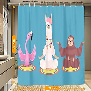 Aglebo Sloth Llama Flamingo Shower Curtain Fabric Shower Curtain Set with 12 Hooks Water-Proof 72 * 72 Inches for Bathroom Beach Caravan Hotel