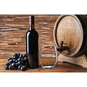 Because I'm Essential 15oz Stemless Crystal Wine Glass - Nurse Graduation Ideas - Funny Registered Nurses Appreciation Week - CBT Wine Glasses