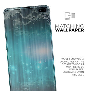 DesignSkinz Teal Twilight Zone with Strikes of Lightening Protective Vinyl Decal Wrap Skin Cover Compatible with The Samsung Galaxy S20 (Screen Trim & Back Glass Skin)