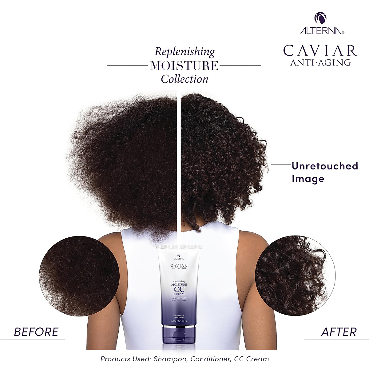 Caviar Anti-Aging Style & Shine Replenishing Moisture Gift Set |CC Cream 5.1oz with Travel Size Moisture Shampoo and Conditioner | Protects, Restores & Hydrates | Sulfate Free