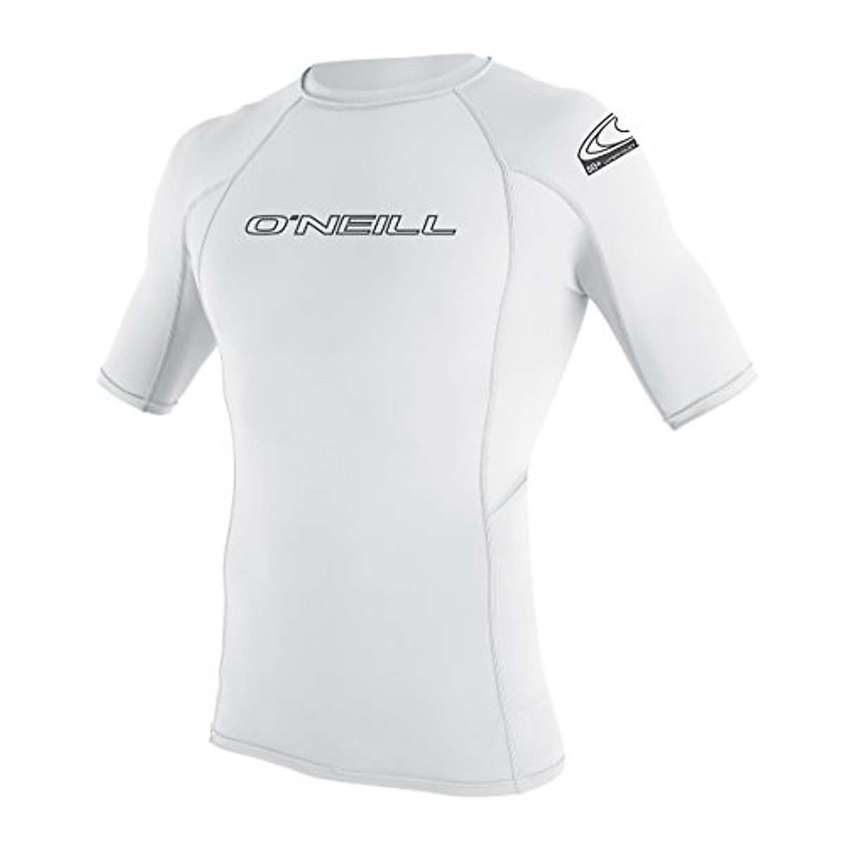 O'Neill Wetsuits Men's Basic Skins UPF 50+ Short Sleeve Rash Guard, White, Large