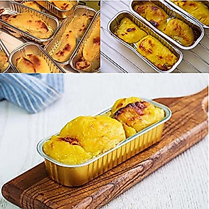 Frcctre 50 Pack Mini Loaf Pan with Lid, 6.8 OZ Disposable Aluminum Foil Baking Pan Bread Tins Baking Cups Muffin Tins Cupcake Cups for Baking Cakes Bread Loaf Brownie