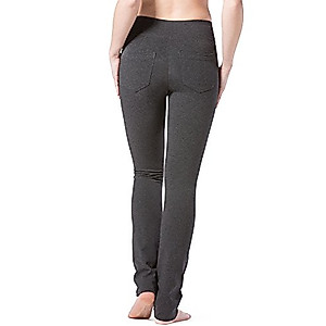 Fishers Finery Women's Ecofabric Straight Leg Yoga Pant with Pockets (H Gry, M) Heather Gray