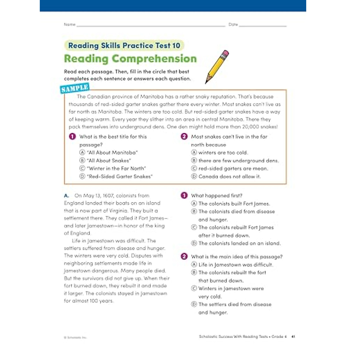 Scholastic Success with Reading Tests Grade 4 Workbook