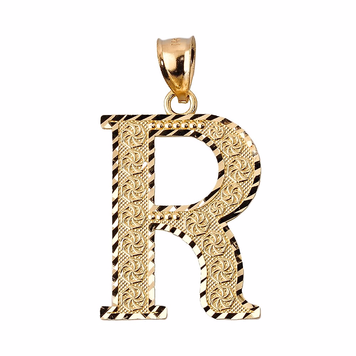 10k Yellow Gold Initial Letter R Charm Pendant, 1"