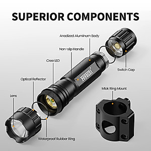 Feyachi FL22-MB Tactical Flashlight 1200 Lumen LED Weapon Light with Low Profile Mlok Flashlight Mount, Pressure Switch