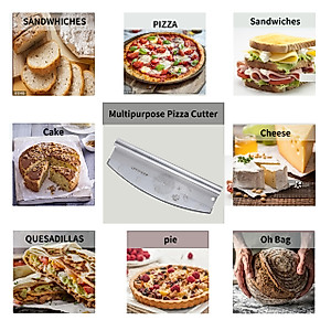 14" Pizza Cutter, Little Cook Ultra Sharp Stainless Steel Pizza Cutter Rocker with Cover, Pizza Knife Slicer for all Types of Quesadillas, Flatbreads, Brownies, Dishwasher Safe