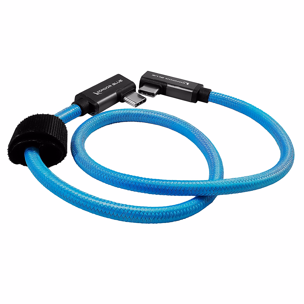 KONDOR BLUE 20" Straight USB C 3.1 GEN 2 10 Gb/s 100W | Dual Right Angle Braided Cable for 8K Data and Power Delivery