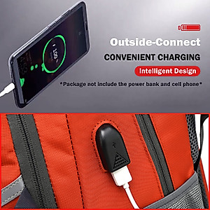 Backpack Bookbag for College Laptop Travel, Fit Laptop Up to 15.6 inch Multi Compartment with USB Charging Port Anti theft, Gift for Men Women (Orange)