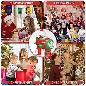 Christmas Bubble Gun for Kids, Bubble Machine Gun for Kids with Blue Lights, Automatic Bubble Maker with One Bubble Solutions Bottles,Bazooko Bubble Gun for Summer Pool Toys Bubbles Blower for Party