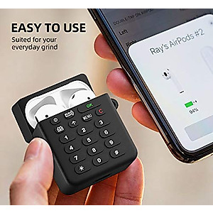 SUNGUY Silicone Airpods case Cover, Classic 3D Cute Mobile Phone Design Soft Protective Skin Funny with Carabiner for Apple Airpods 2 & 1 Charging Case