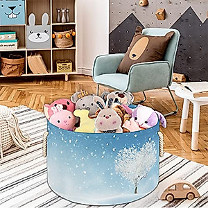 Valentine's Day Heart Pattern (4) Large Round Baskets for Storage Laundry Baskets with Handles Blanket Storage Basket for Bathroom Shelves Bins for Organizing Nursery Hamper Girl Boy