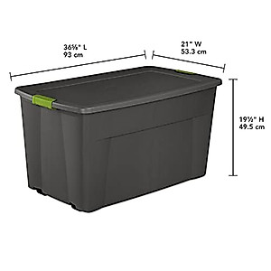 Sterilite 45 Gallon Heavy Duty Plastic Stackable Storage Container Tote with Wheels and Latching Indexed Lid for Home Organization, Gray, 8 Pack