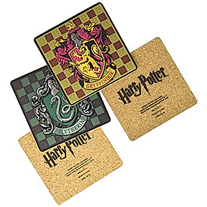 Harry Potter Unisex-Adult's Square Coasters-Pack of 4, Yellow Ochre, Standard