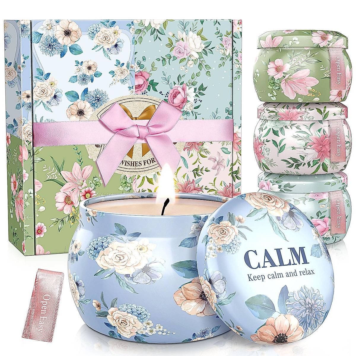 BlissfulOasis Scented Candles Set, 17.6 oz 4 Pack Home Scented Candles, 100-120 Hours Candle Present for Men and Women, Scented Candles for Birthday, Mother’s Day Presents