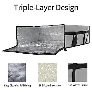 Bodaon Insulated Pizza Bags for Delivery, 20 x 20 x 6 Door Dash Pizza Pack Bag, Pizza Hot Warmer for Grubhub/Uber Eats, Pizza Carrier Insulation, Food Warmers for Parties, Catering Bag (Grey, 1-Pack)